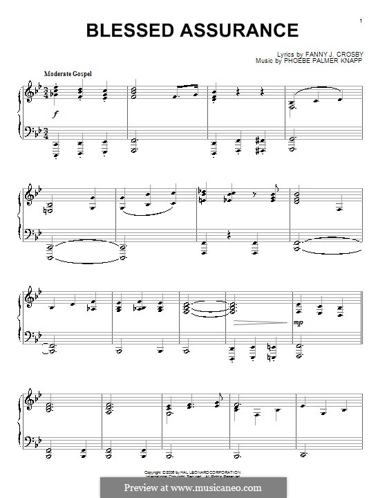 Blessed Assurance By P P Knapp Sheet Music On Musicaneo