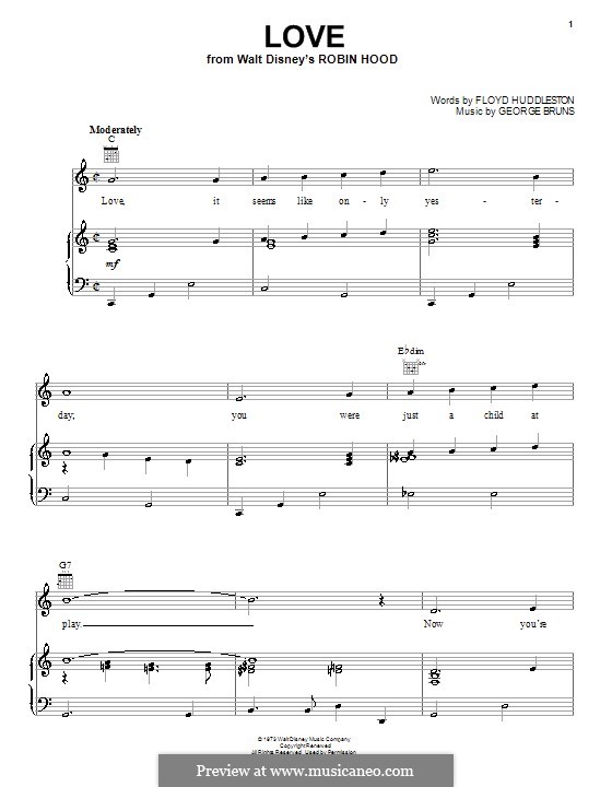 Love (from Walt Disney's Robin Hood) by G. Bruns - sheet music on MusicaNeo Love (from Walt Disney's Robin Hood) by G. Bruns - sheet music on MusicaNeo