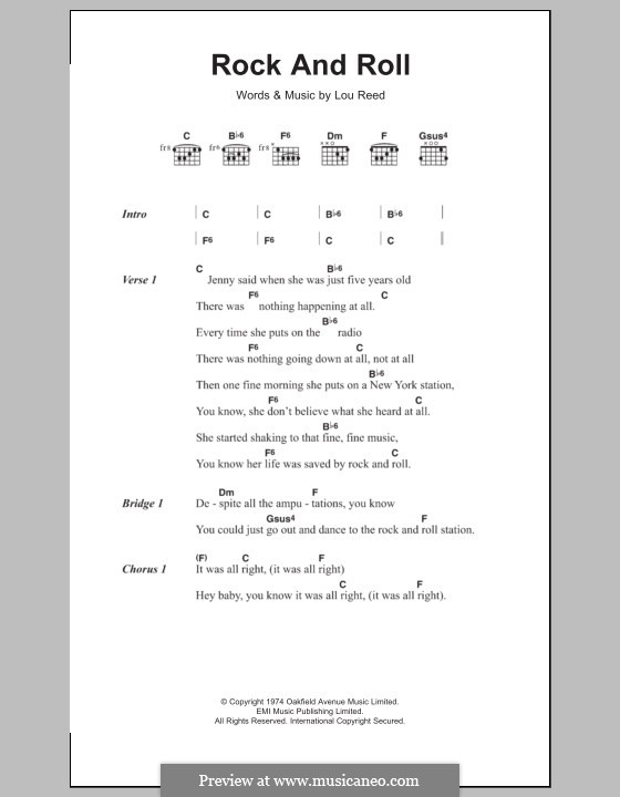 Rock and Roll by L. Reed - sheet music on MusicaNeo