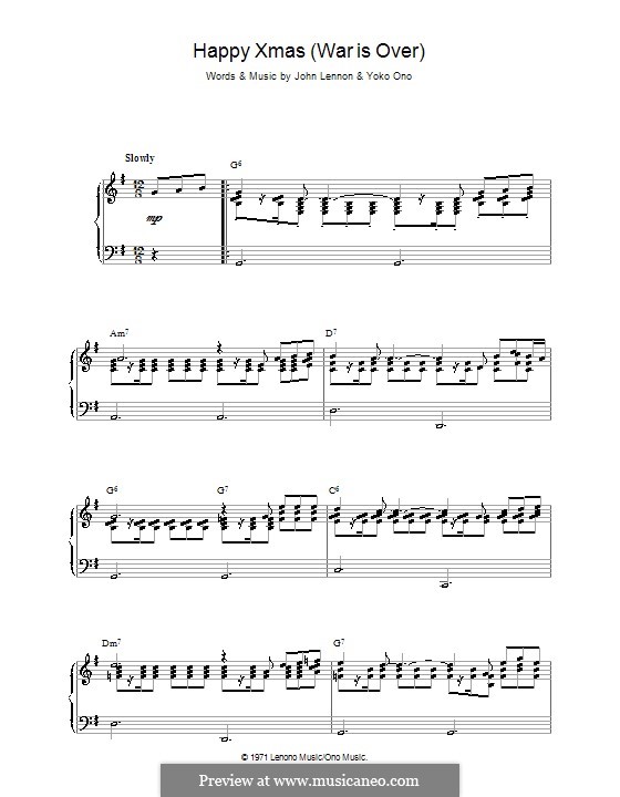 John Lennon Happy Xmas War Is Over Sheet Music