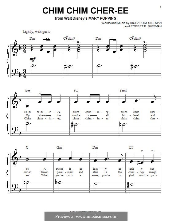 Chim Chim Cher Ee From Mary Poppins By R M Sherman R B Sherman On