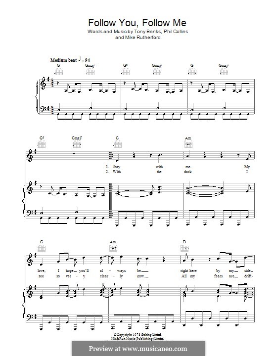 Follow You, Follow Me (Genesis) von T. Banks, M. Rutherford, P. Collins ... Follow You, Follow Me (Genesis) von T. Banks, M. Rutherford, P. Collins ...