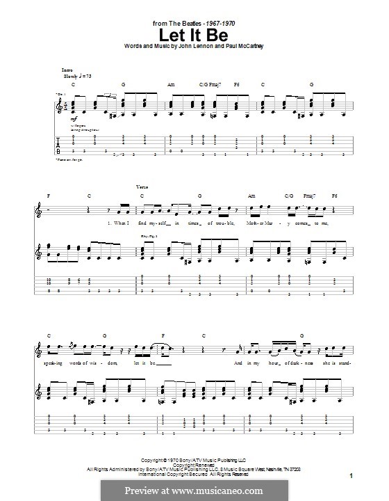 Let It Be The Beatles Von J Lennon P Mccartney Noten Auf Musicaneo