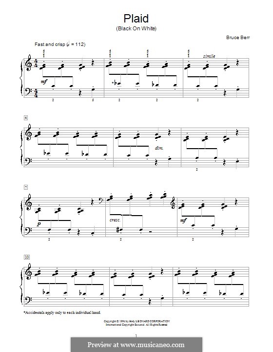 Plaid (Black On White) by B. Berr - sheet music on MusicaNeo