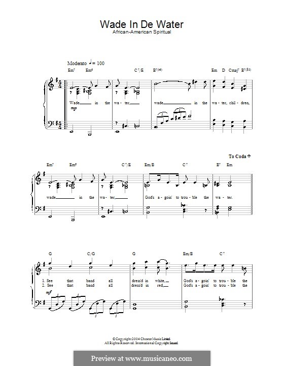 Wade in the Water by folklore - sheet music on MusicaNeo