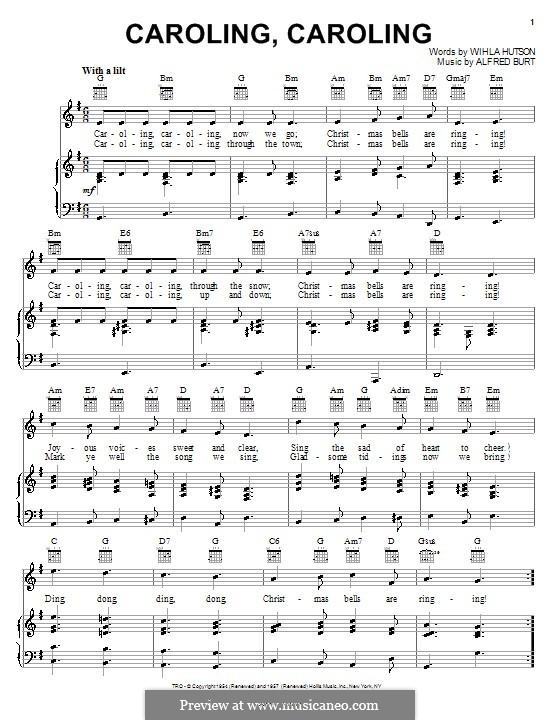 Caroling, Caroling (Nat King Cole) by A. Burt - sheet music on MusicaNeo