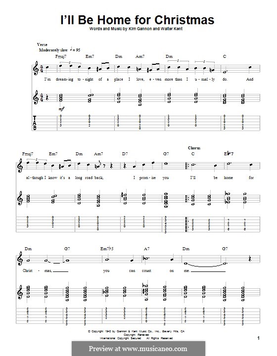 Guitar version (I'll Be Home for Christmas) by K. Gannon, W. Kent on ...