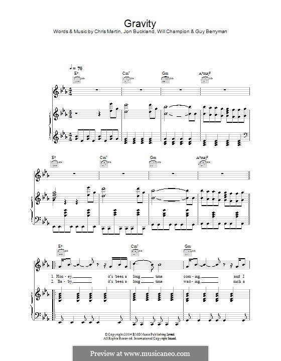 Gravity (Embrace) by C. Martin, G. Berryman, J. Buckland, W. Champion ...