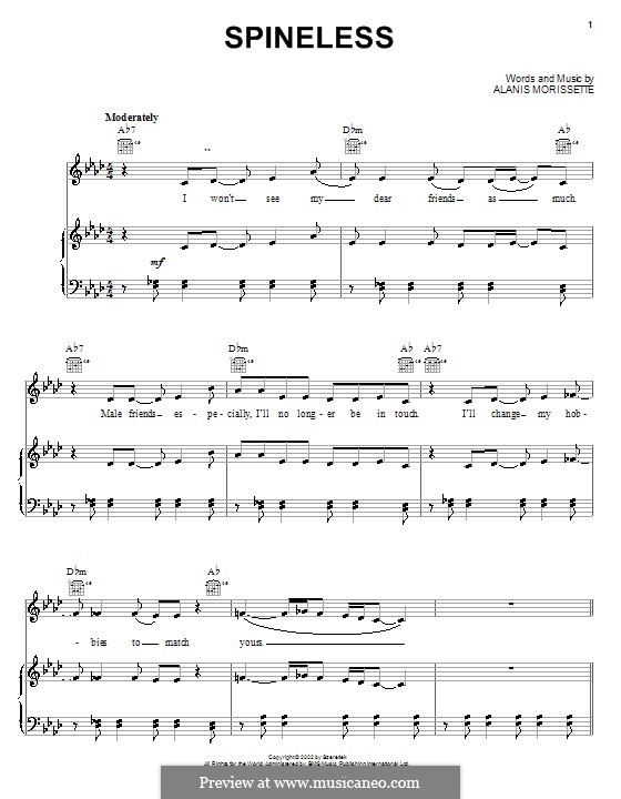 Spineless by A. Morissette - sheet music on MusicaNeo