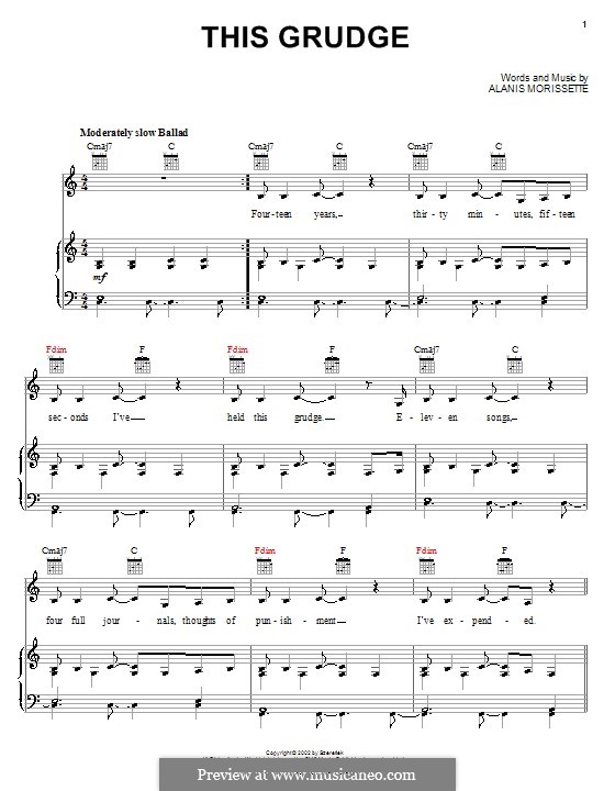 This Grudge by A. Morissette - sheet music on MusicaNeo