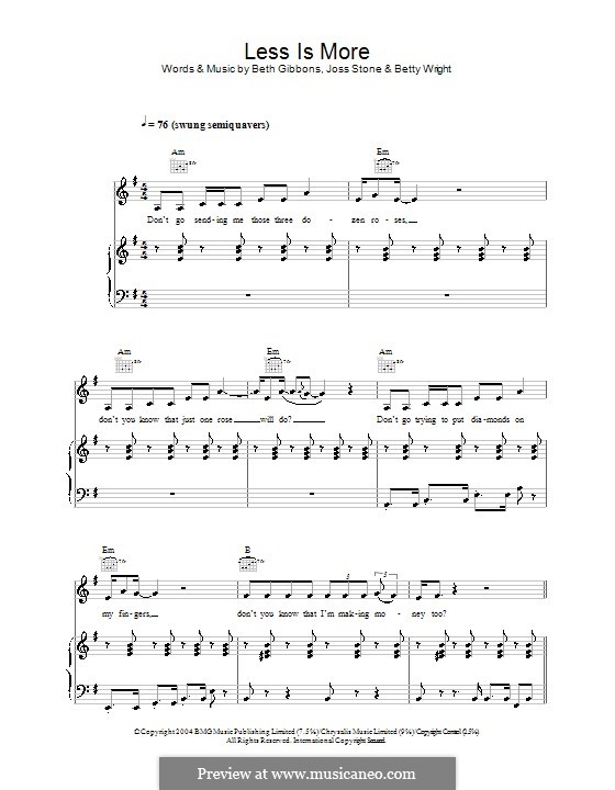 Less Is More by B. Gibbons, B. Wright - sheet music on MusicaNeo