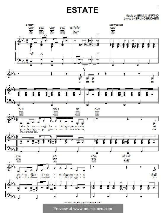 Estate by B. Martino - sheet music on MusicaNeo