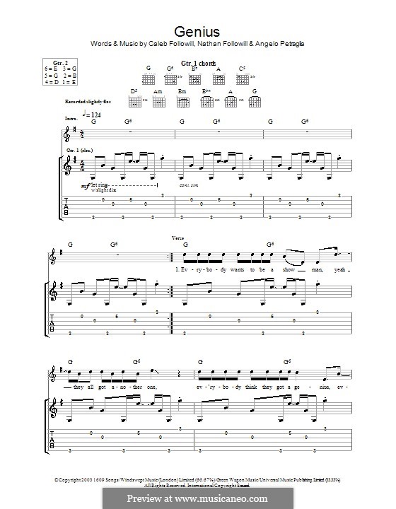 Genius (Kings of Leon) by Angelo, A.C. Followill, N. Followill on MusicaNeo