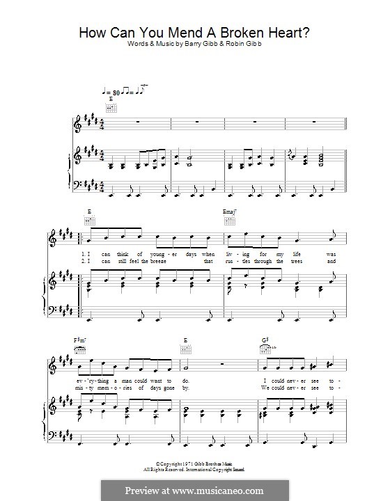 How Can You Mend a Broken Heart by B. Gibb, R. Gibb on MusicaNeo