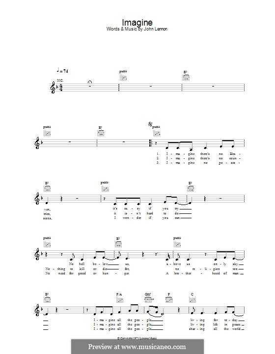Vocal version (Imagine) by J. Lennon - sheet music on MusicaNeo