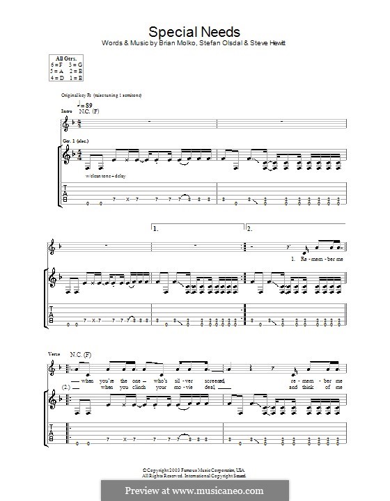 Special Needs (Placebo) by B. Molko, S. Olsdal, S. Hewitt on MusicaNeo