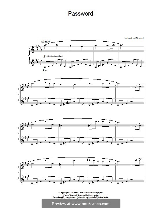Password by L. Einaudi - sheet music on MusicaNeo