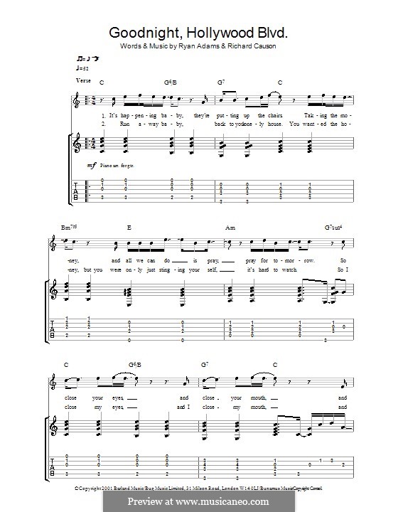 Goodnight, Hollywood Blvd by R. Causon - sheet music on MusicaNeo