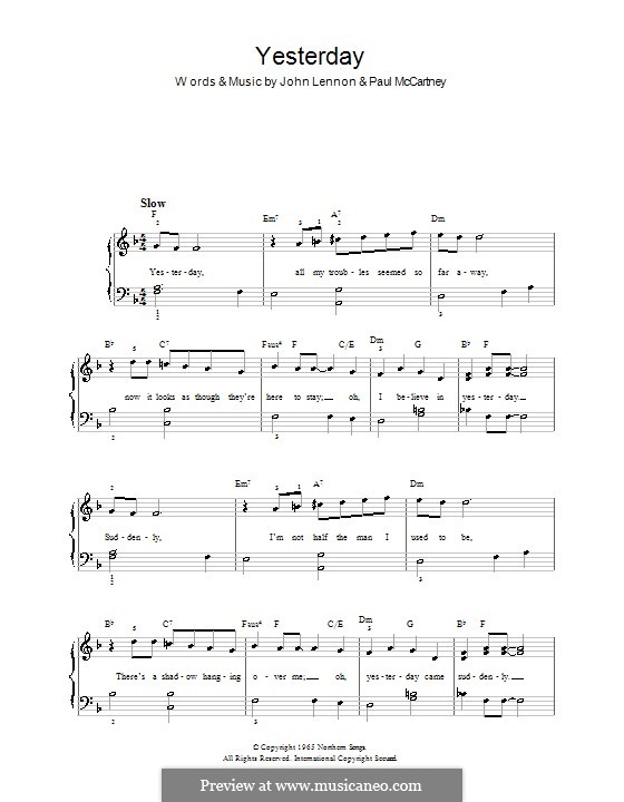 Piano version (Yesterday (The Beatles)) by J. Lennon, P. McCartney on ...