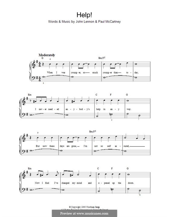 Help! (The Beatles) by J. Lennon, P. McCartney - sheet music on MusicaNeo
