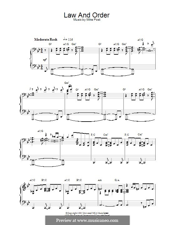 Theme from Law and Order by M. Post - sheet music on MusicaNeo