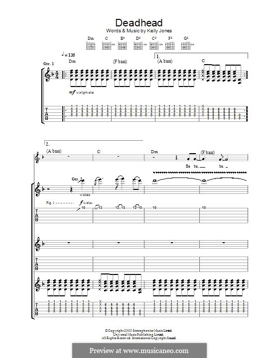 Deadhead (Stereophonics) by K. Jones - sheet music on MusicaNeo
