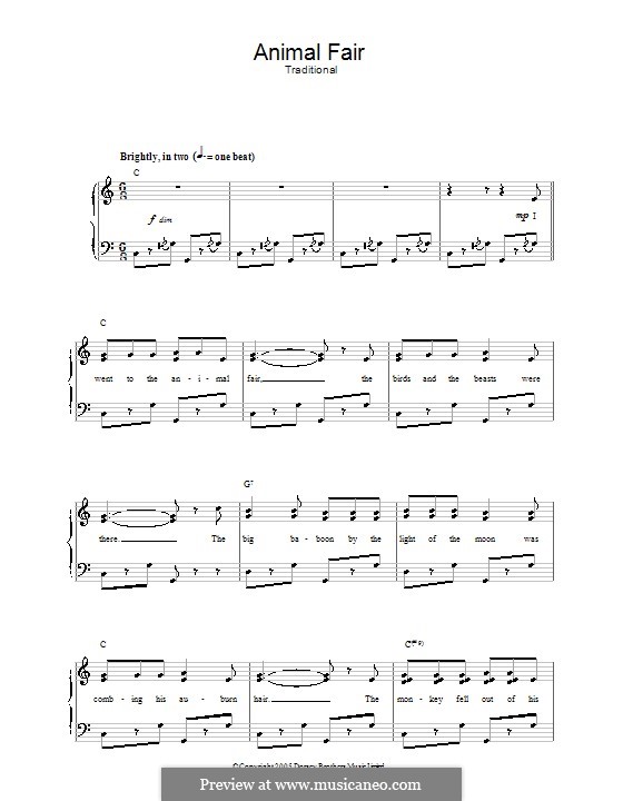 Animal Fair by folklore - sheet music on MusicaNeo