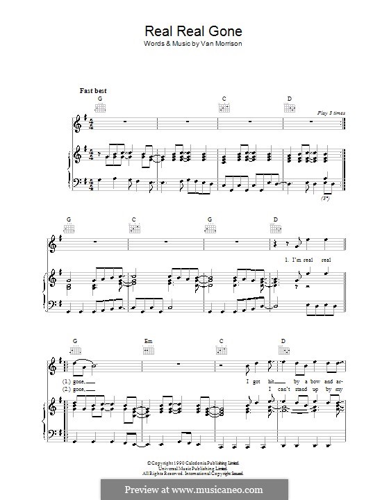 Real Real Gone by V. Morrison - sheet music on MusicaNeo