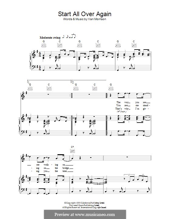 Start All Over Again by V. Morrison - sheet music on MusicaNeo Start All Over Again by V. Morrison - sheet music on MusicaNeo