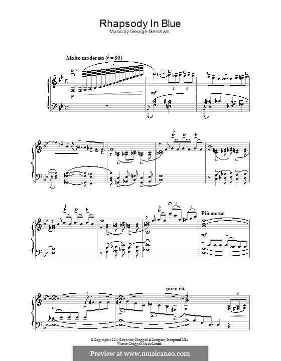 Piano version (Rhapsody in Blue) by G. Gershwin - sheet music on MusicaNeo