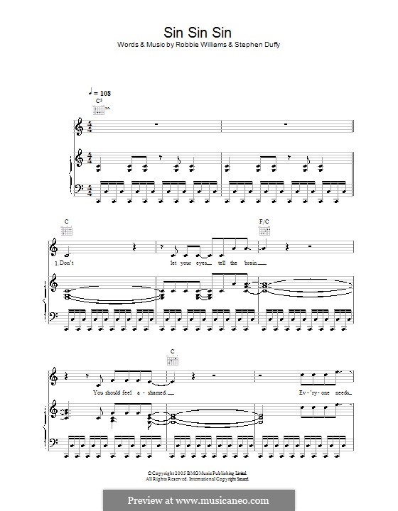 Sin Sin Sin by S. Duffy - sheet music on MusicaNeo