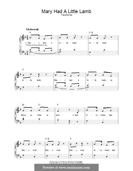 Mary Had a Little Lamb by folklore - sheet music on MusicaNeo