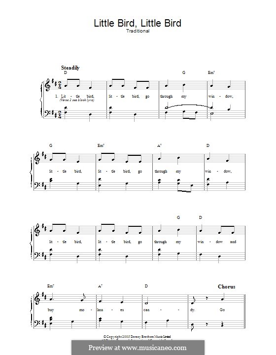 Little Bird, Little Bird by folklore - sheet music on MusicaNeo