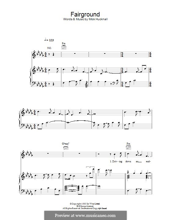 Fairground (Simply Red) by M. Hucknall - sheet music on MusicaNeo