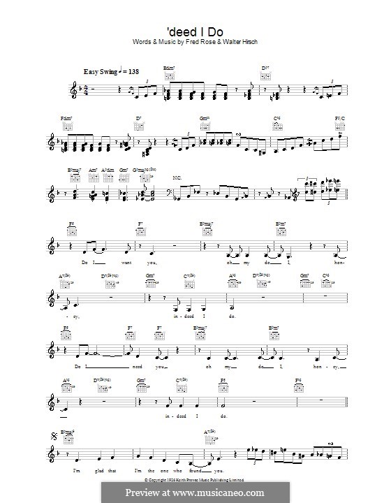 Deed I Do by F. Rose, W. Hirsch - sheet music on MusicaNeo