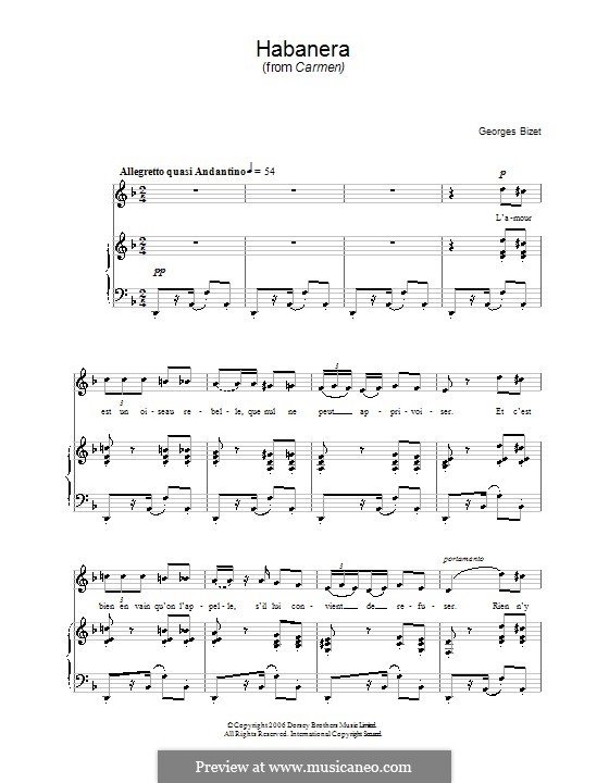 Habanera (Carmen) by G. Bizet - sheet music on MusicaNeo