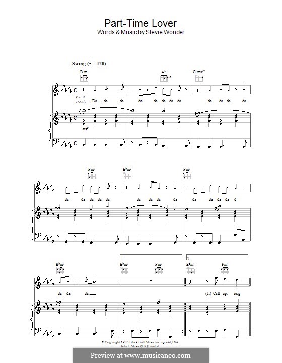 Part-Time Lover by S. Wonder - sheet music on MusicaNeo