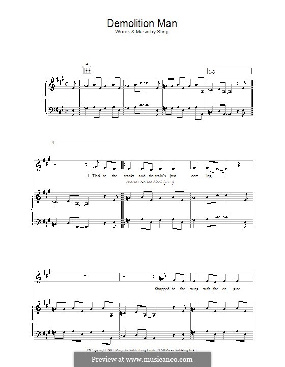 Demolition Man (The Police) by Sting - sheet music on MusicaNeo
