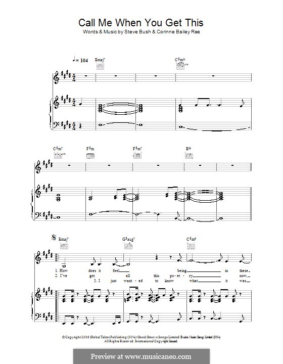 Call Me When You Get This by C.B. Rae, S. Bush - sheet music on MusicaNeo