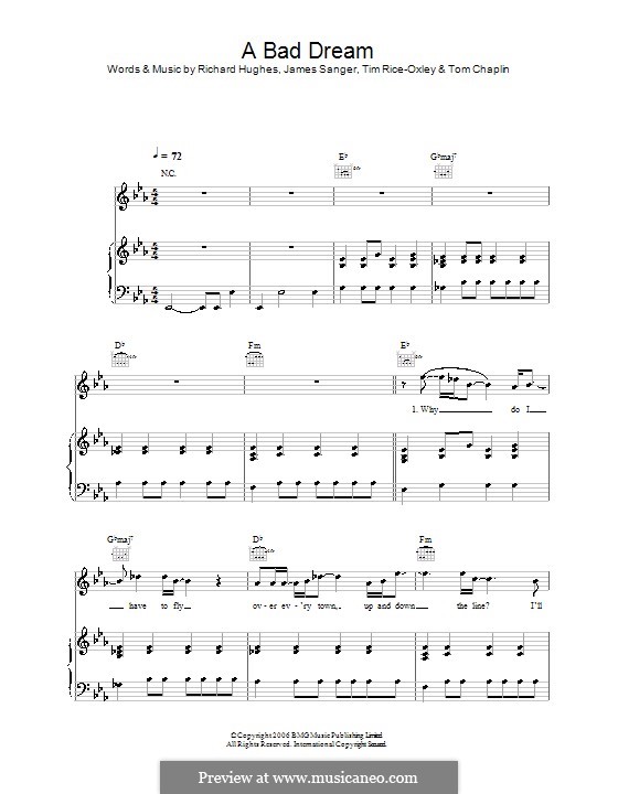 A Bad Dream (Keane) by J. Sanger, R. Hughes, T. Rice-Oxley, T. Chaplin ...