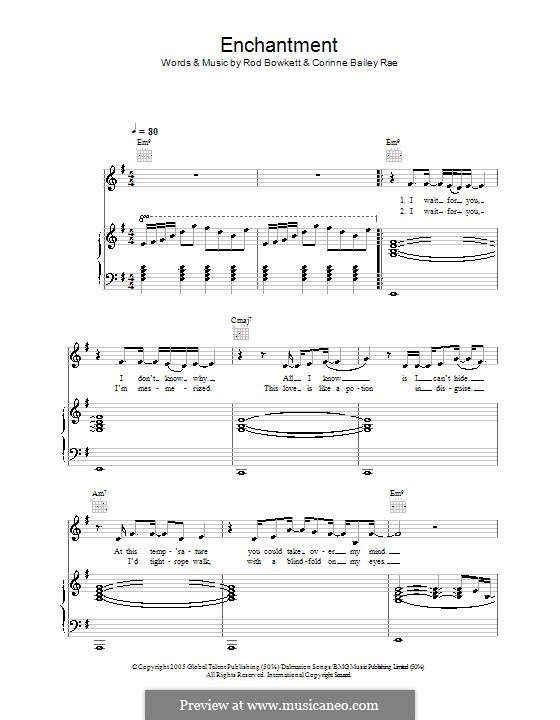 Enchantment (Corinne Bailey Rae) by R. Bowkett - sheet music on MusicaNeo