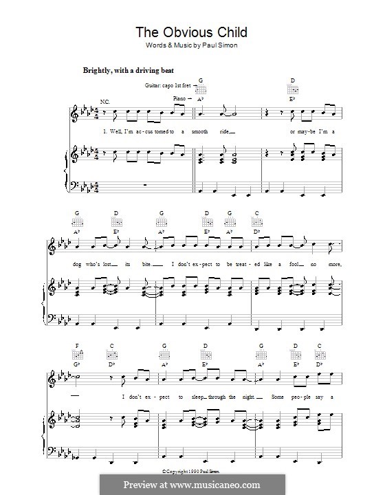 The Obvious Child by P. Simon - sheet music on MusicaNeo