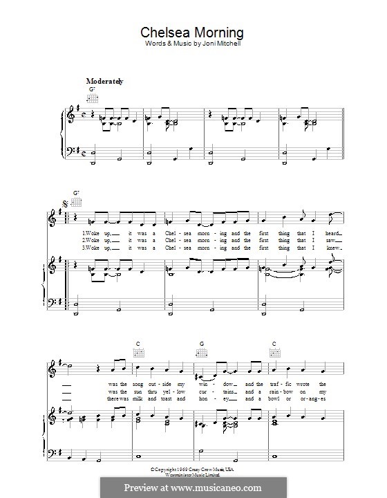 Chelsea Morning by J. Mitchell - sheet music on MusicaNeo