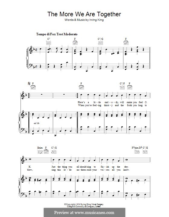 The More We Are Together by I. King - sheet music on MusicaNeo