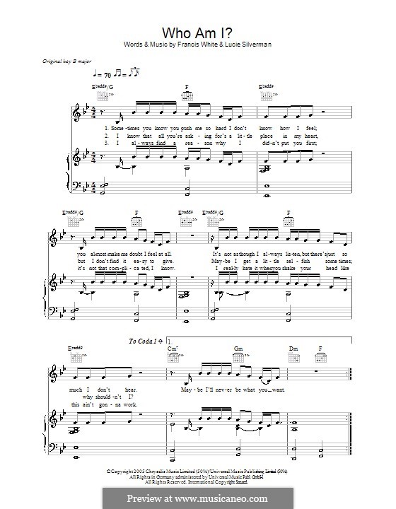 Who am I by Eg White, L. Silverman - sheet music on MusicaNeo