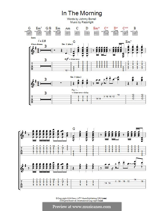 In the Morning (Razorlight) by J. Borrell - sheet music on MusicaNeo