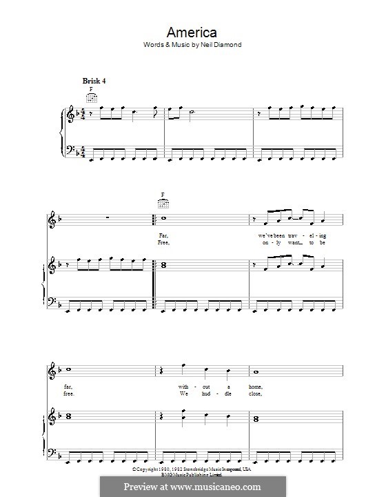 America by N. Diamond - sheet music on MusicaNeo