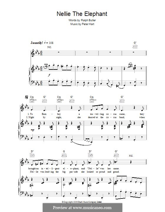 Nellie the Elephant by P. Hart - sheet music on MusicaNeo