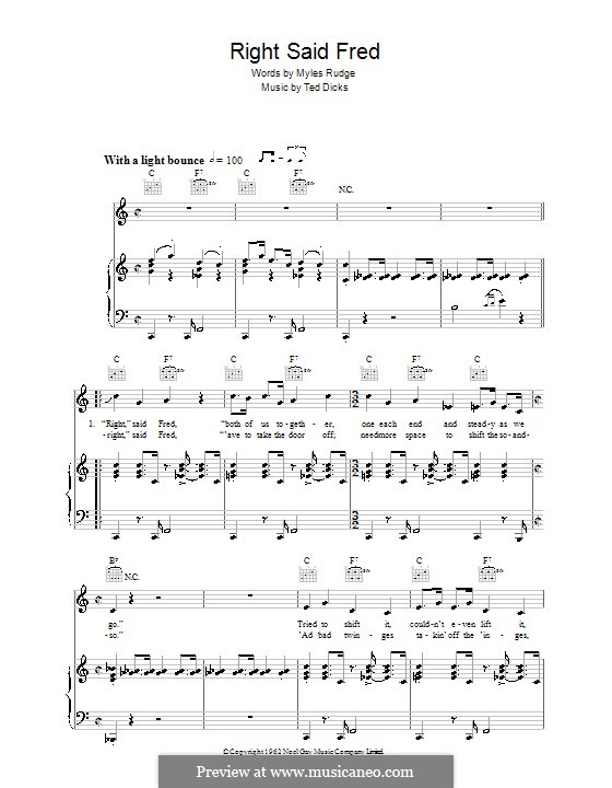 Right Said Fred (Bernard Cribbins) by T. Dicks - sheet music on MusicaNeo