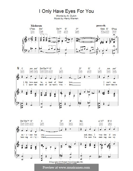 I Only Have Eyes for You by H. Warren - sheet music on MusicaNeo